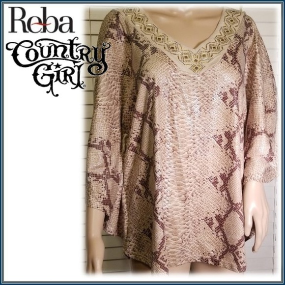 Reba | Tops | Reba Snake Print Top Faux Suede Poncho Small | Poshmark